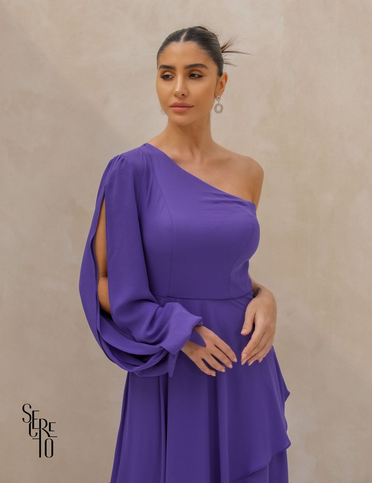 Vestido Longo Um Ombro Juliana Roxo| Secreto Closet